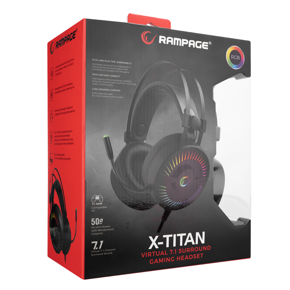 Rampage X-Titan RM-2019G RGB 7.1 USB Kablolu Kulak Üstü Oyuncu ...