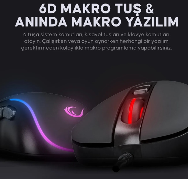 Rampage SMX-R47 X-JAMMER RGB Makrolu Ergonomik Optik Kablolu Oyuncu ...