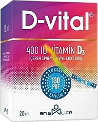 D-Vital Vitamin D3 1000 IU Sprey 20 ml Fiyatları, Özellikleri ve ...