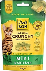 Delibon Crunchy İçi Dolgulu Tavuklu ve Naneli 60 gr Kedi Ödül Bisküvisi ...