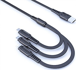 Konfulon DC-19 1.3 m 3A 3in1 Micro USB Lightning Type-C Siyah Şarj ...
