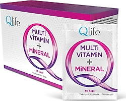 Qlife Multivitamin Mineral 30 Kapsül + Qlife Multivitamin Mineral Ahududu Aromalı 30 Saşe ...