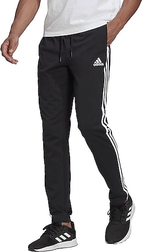 Adidas Essentials Single Jersey Tapered Open Hem 3 Stripes Erkek