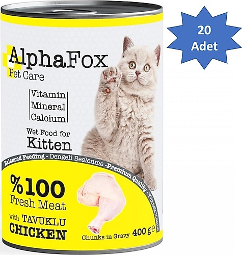 Alpha Fox Tavuklu 400 gr 20'li Yavru Konserve Kedi Maması Fiyatları ...