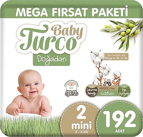 Baby Turco Doğadan 2 Numara Mini 192'li Bebek Bezi Fiyatları ...