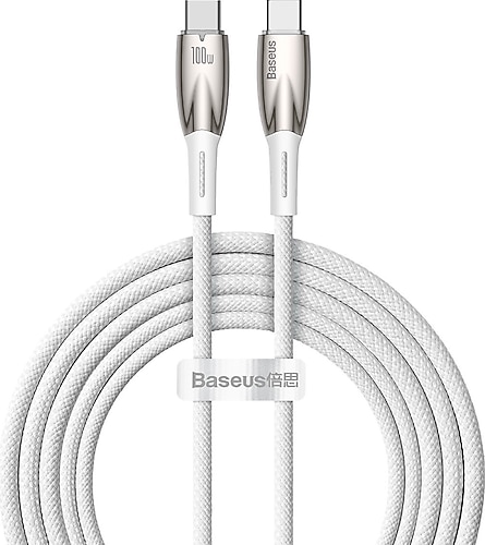 Baseus Glimmer Series 100 W Beyaz 2 m Type-C to Type-C Hızlı Şarj ...