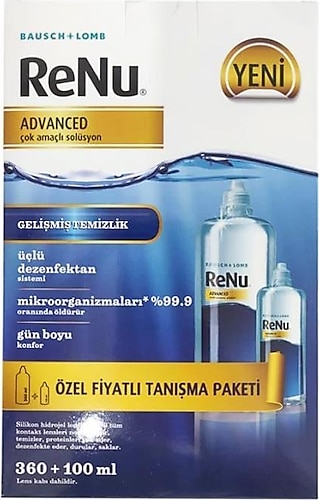 Bausch & Lomb Renu Advanced Tanışma Paketi 360 ml + 100 ml Lens Solüsyonu Fiyatları, Özellikleri ...
