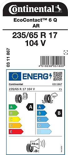 Continental EcoContact 6Q 235/65 R17 104V AR Yaz Lastiği - 2024 Fiyatları, Özellikleri ve ...