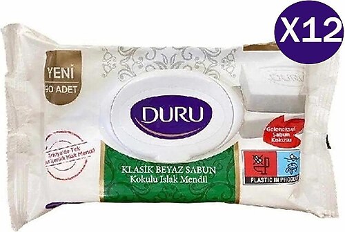 Duru Klasik Beyaz Sabun Kokulu 90 Yaprak 12'li Paket Islak Mendil Fiyatları, Özellikleri ve ...