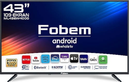 Fobem ML43EW4000 Full HD 43'' 109 Ekran Uydu Alıcılı Android Smart LED ...