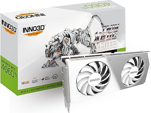 Inno3D RTX 4060 TI Twin X2 OC White N406T2-16D6X-178055W 128 Bit GDDR6X 16 GB Ekran Kartı ...
