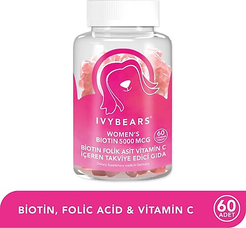 Ivybears Women's Biotin 5000 mcg 60 Tablet Fiyatları, Özellikleri ve ...