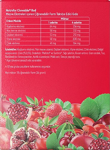 Nutrefor Chewable Red 18 Çiğnenebilir Tablet Fiyatları, Özellikleri ve ...