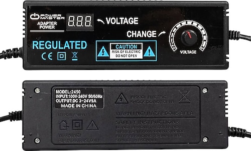 Powermaster PM-22381 3-24 V 5 Amper 5.5 x 2.5 mm Uçlu Kademeli Adaptör ...