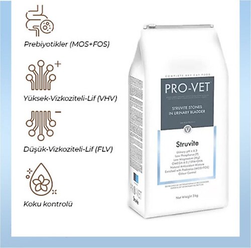 Pro-Vet Struvite Urinary İdrar Yolu Problemi Olan Kediler için 3 kg ...