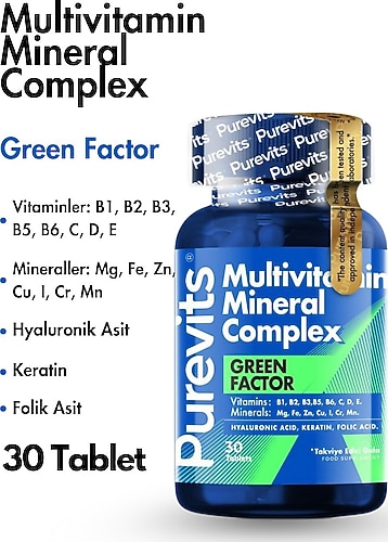 Purevits Green Factor Multivitamin Mineral Complex 30 Tablet Fiyatları ...