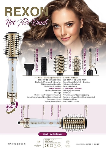 Rexon 5in1 Hot Air Brush Saç Şekillendirme Seti Fiyatları, Özellikleri ...