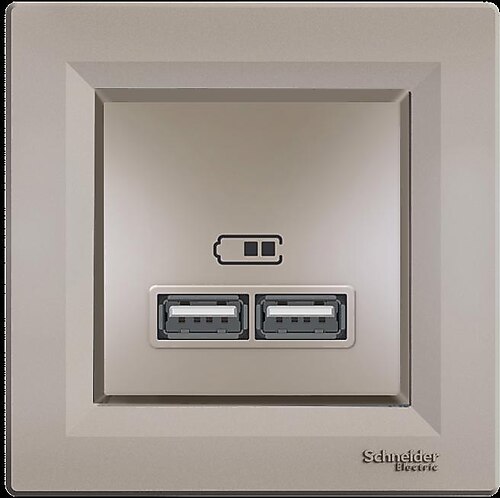 Schneider EPH2700269 Asfora Bronz Sıva Altı Çerçeveli İkili USB Priz ...