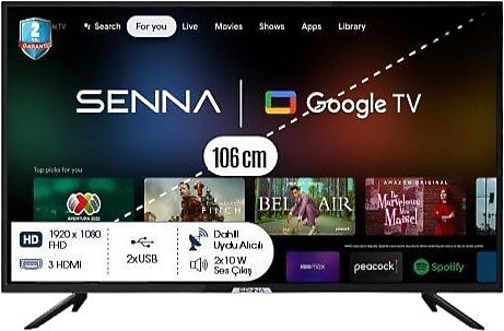 Senna 42SN9000F Full HD 42" 106 Ekran Uydu Alıcılı Google Smart LED TV ...