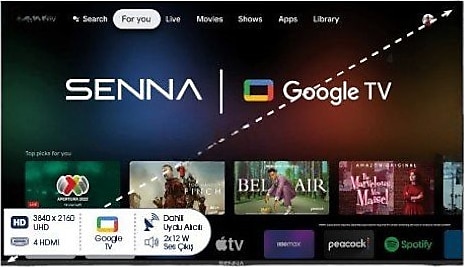 Senna 65SN9000U 4K Ultra HD 65" 165 Ekran Uydu Alıcılı Google Smart LED ...