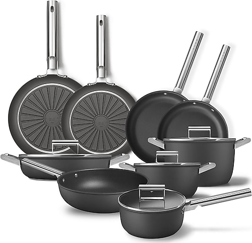 Smeg Cookware 50's Style Exclusive Plus Siyah 9'lu Tencere Tava Seti ...
