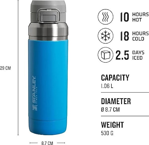 Stanley The Quick Flip Azur Mavisi 1.06 lt Çelik Termos Fiyatları ...