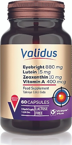 Validus Eyebright 880 mg 60 Kapsül Fiyatları, Özellikleri ve Yorumları ...