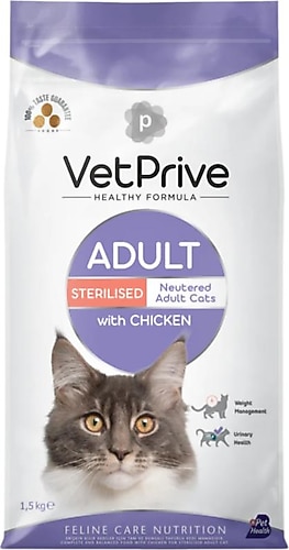 Vet Prive Tavuklu 1.5 kg Kısırlaştırılmış Yetişkin Kedi Maması ...