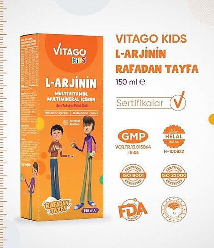 Vitago Kids L-Arjinin Multivitamin Şurup 150 ml Fiyatları, Özellikleri ...