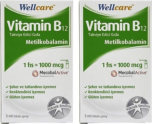Wellcare Vitamin B12 Sprey 5 ml 2 Adet Fiyatları, Özellikleri ve ...