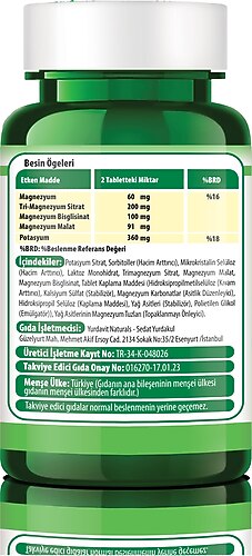 Yurdavit Kalium Magnesium Complex 60 Tablet Fiyatları, Özellikleri ve ...