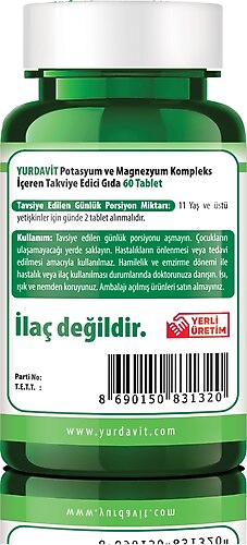 Yurdavit Kalium Magnesium Complex 60 Tablet Fiyatları, Özellikleri ve ...