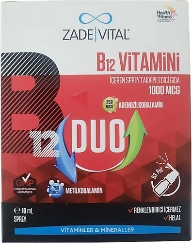 Zade Vital Vitamin B12 Duo 1000 mcg Sprey 10 ml Fiyatları, Özellikleri ...