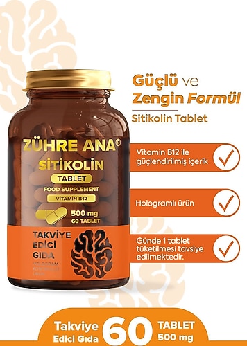Zühre Ana Sitikolin 500 mg 60 Tablet Fiyatları, Özellikleri ve ...